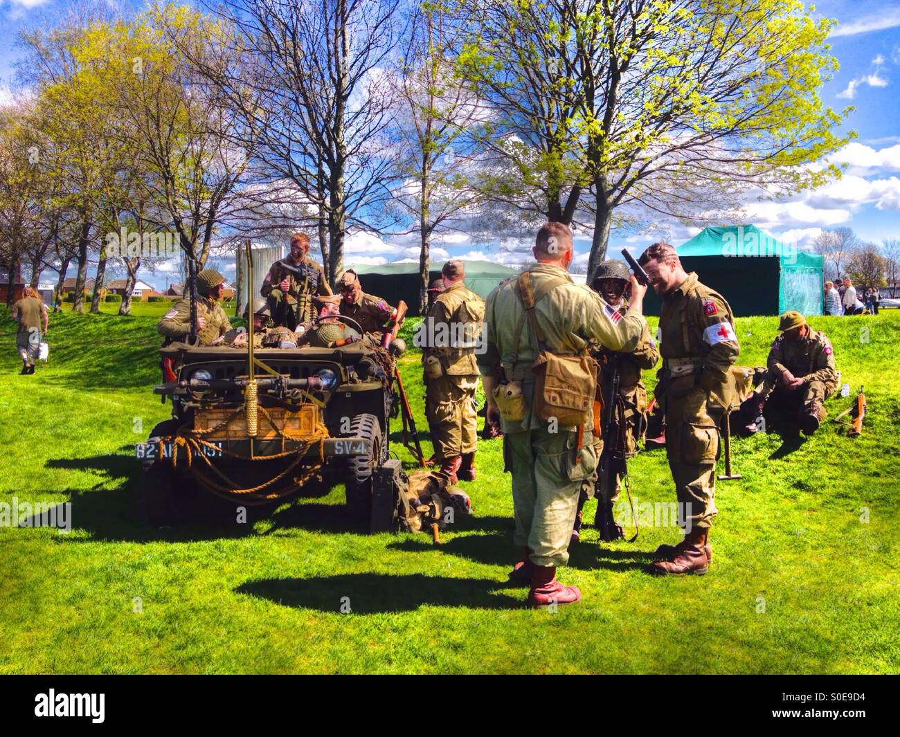 Army display at a fete Stock Photo - Alamy