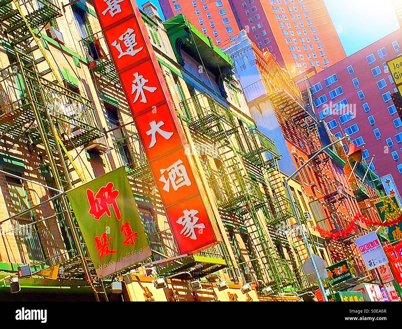 Vibrant colorful chinatown street scene Stock Photo - Alamy
