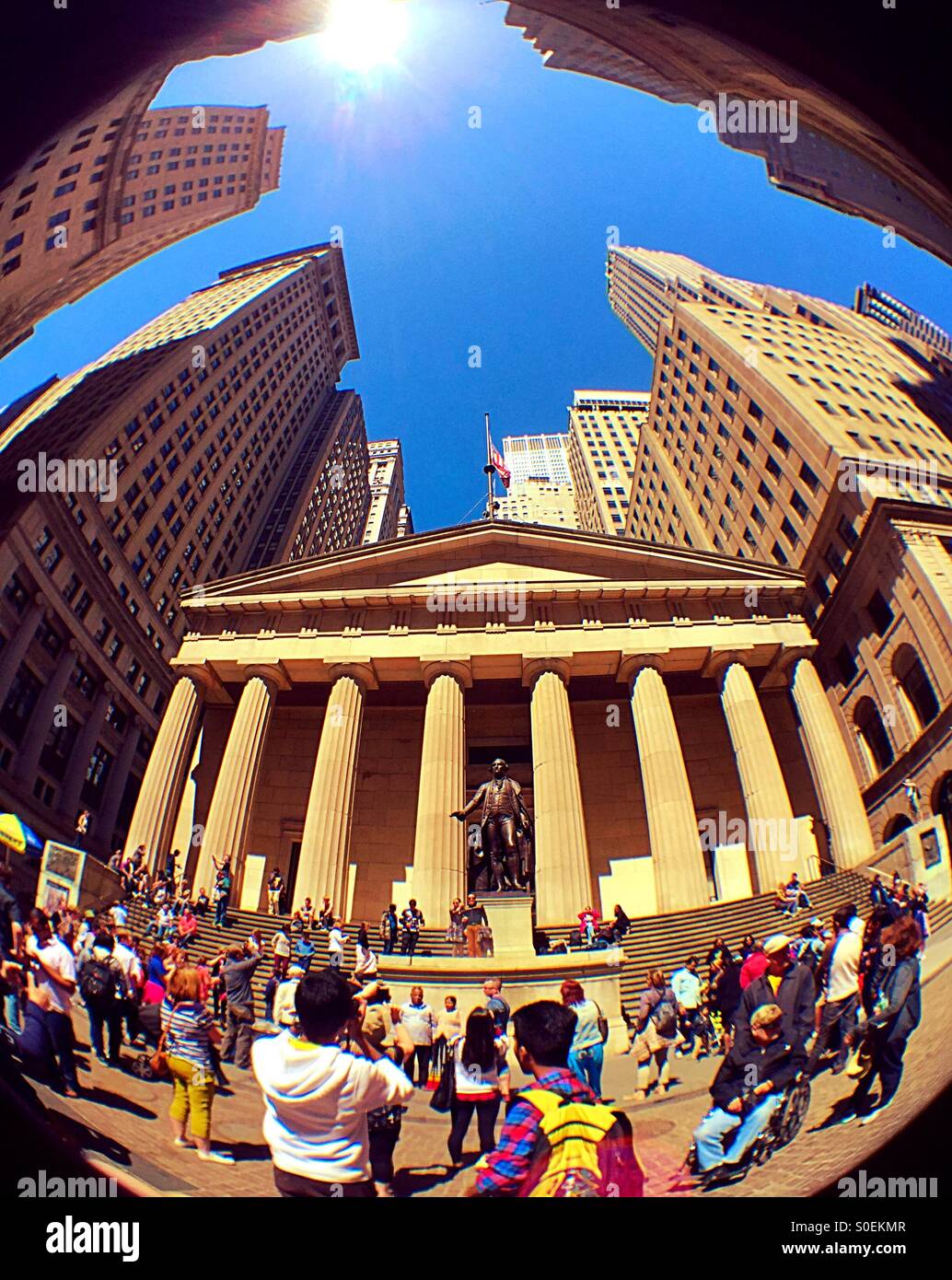 Federal hall on Wall Street is a huge tourist attraction. NYC Stock ...
