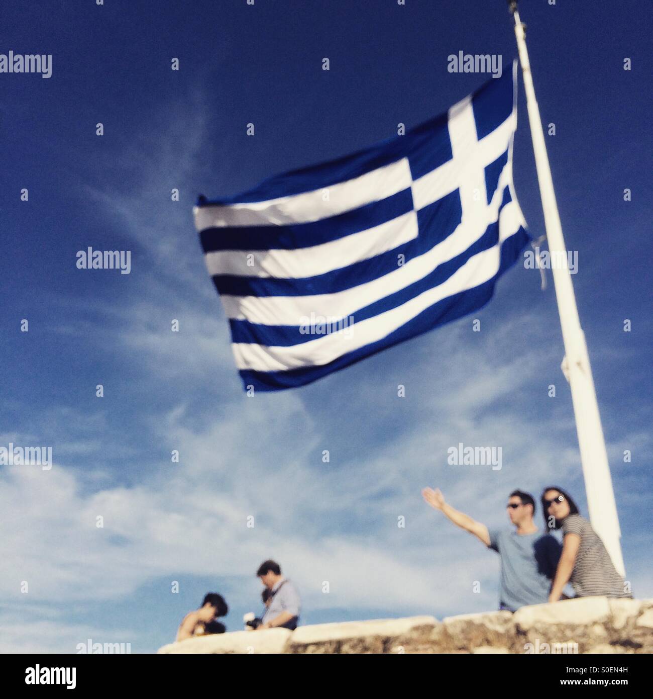 Greek flag of athens acropolis hi-res stock photography and images - Alamy