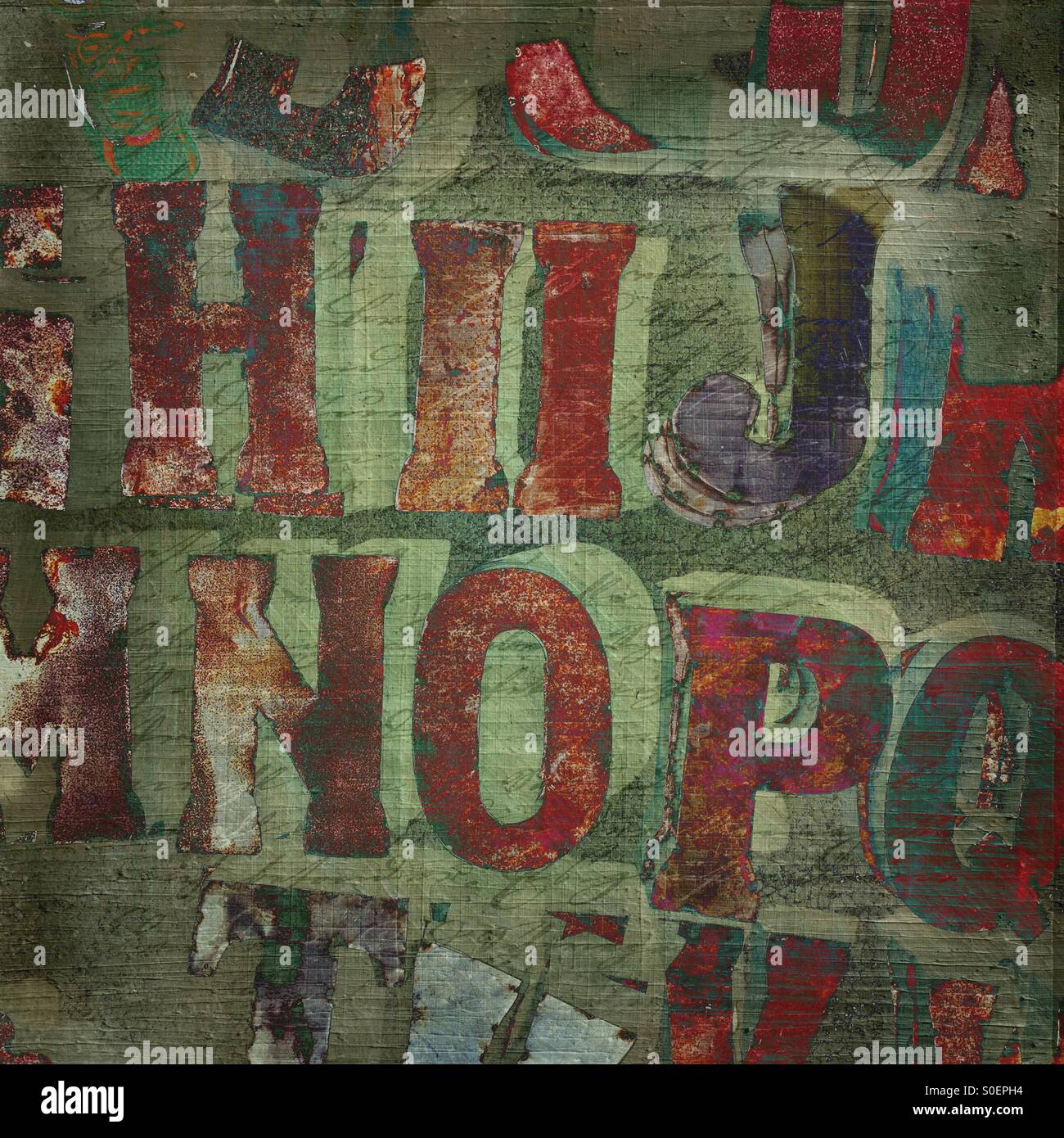 An abstract digital artwork of various capital letters of the alphabet ...