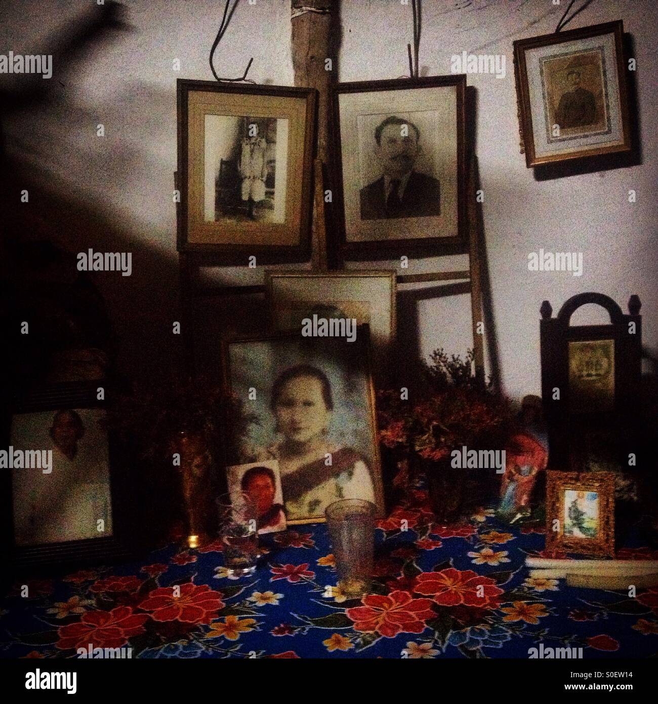 An altar is displayed for the Mayan ancestors in a home in Chapab de ...