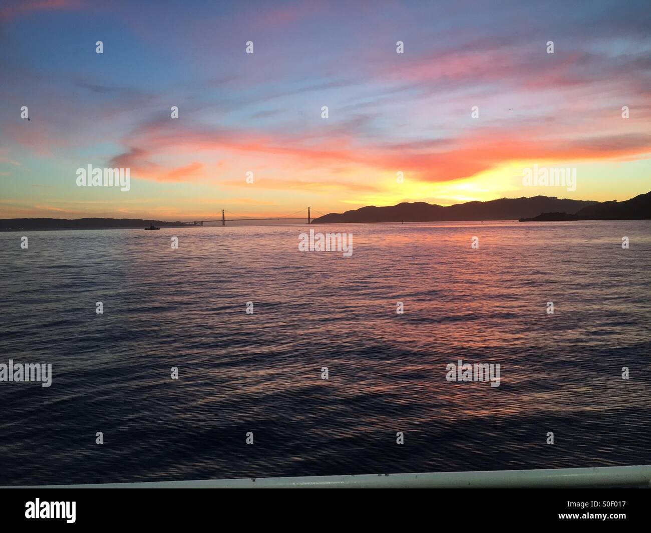 Sunset over bay from ferry Stock Photo - Alamy