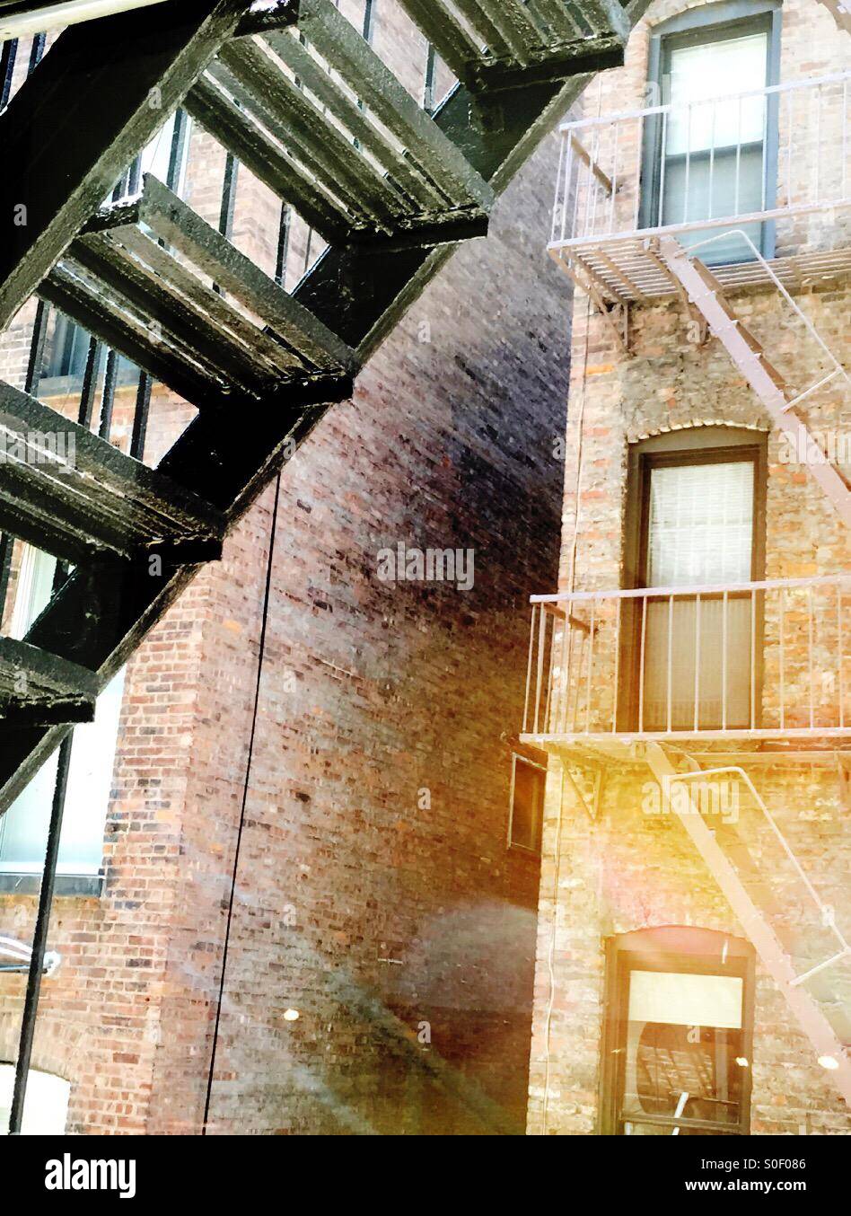 Window view of fire escape SoHo NYC Stock Photo - Alamy