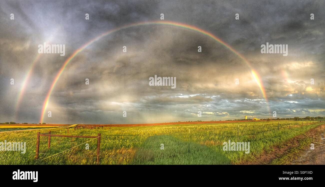 Double rainbow after storm Stock Photo - Alamy