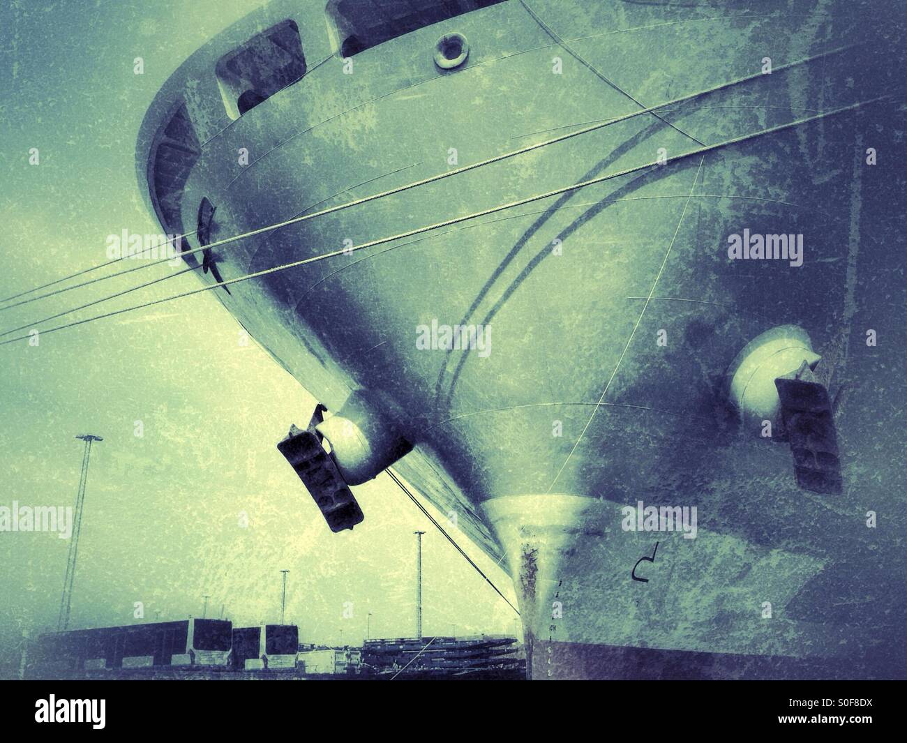 Bow of a large freighter ship Stock Photo - Alamy