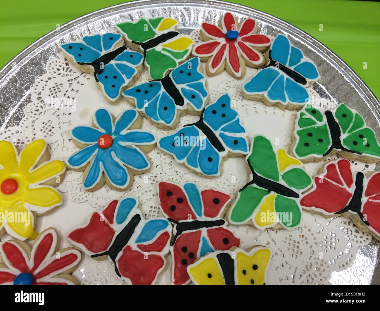 A tray of Spring themed butterfly cookies Stock Photo - Alamy