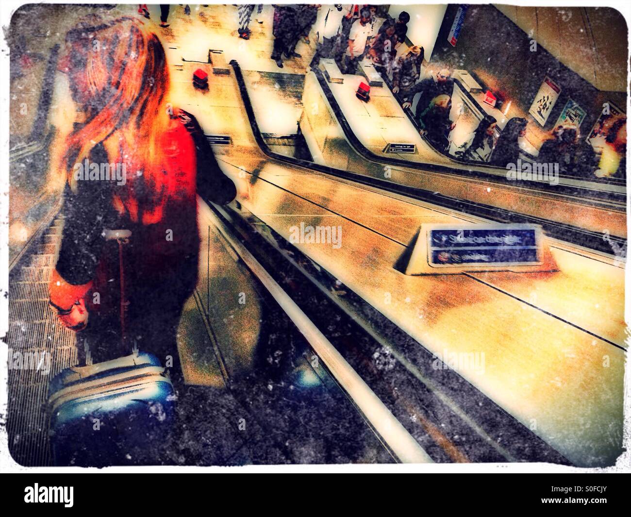 Kings cross station escalators hi-res stock photography and images - Alamy
