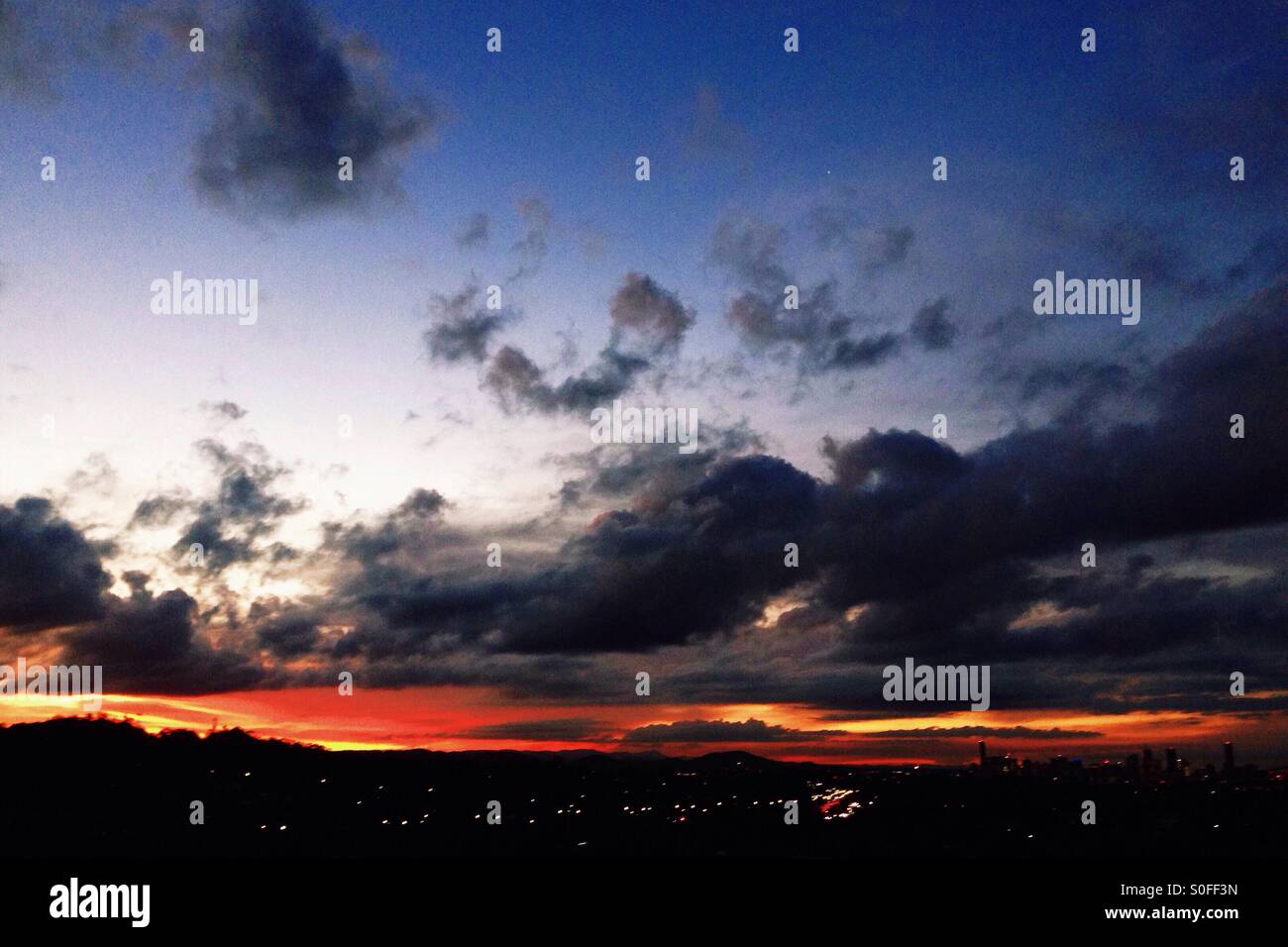 Sunset over Brisbane Stock Photo - Alamy