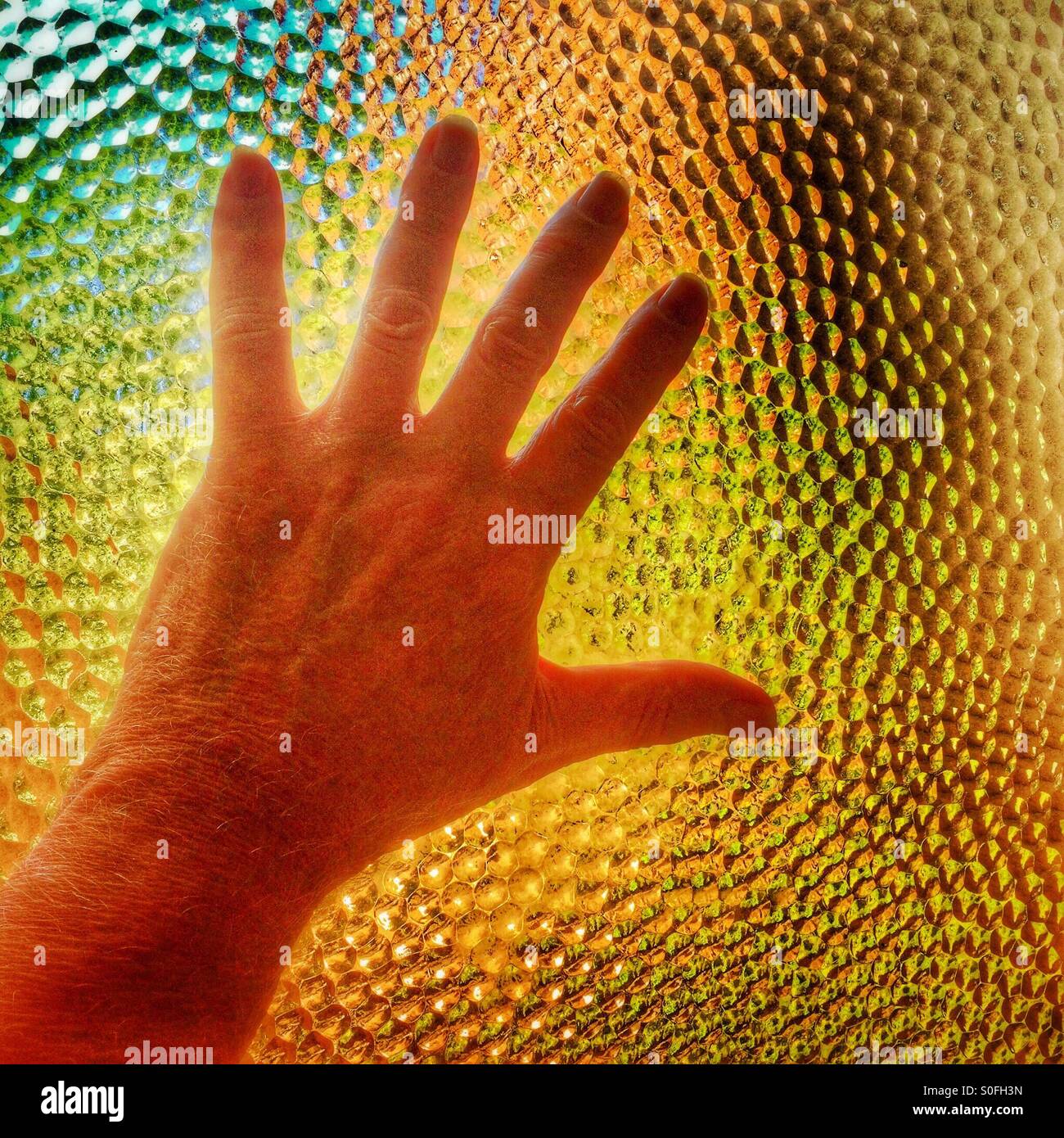 Human hand on glass Stock Photo - Alamy