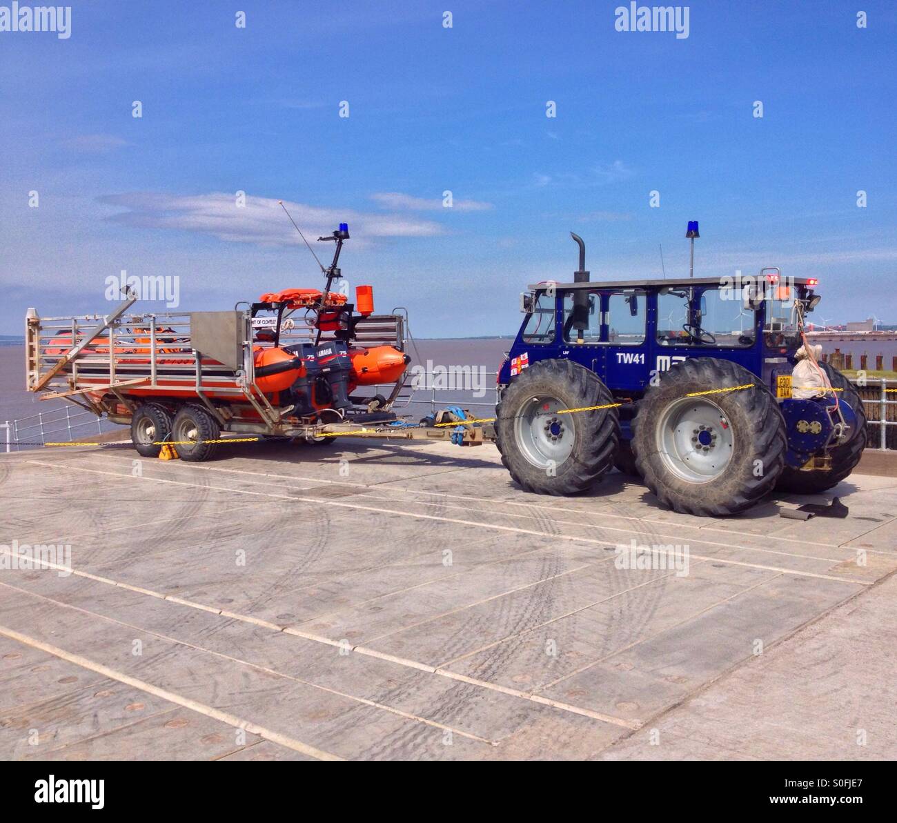 Lifeboat and launching tractor, Portishead, UK Stock Photo - Alamy