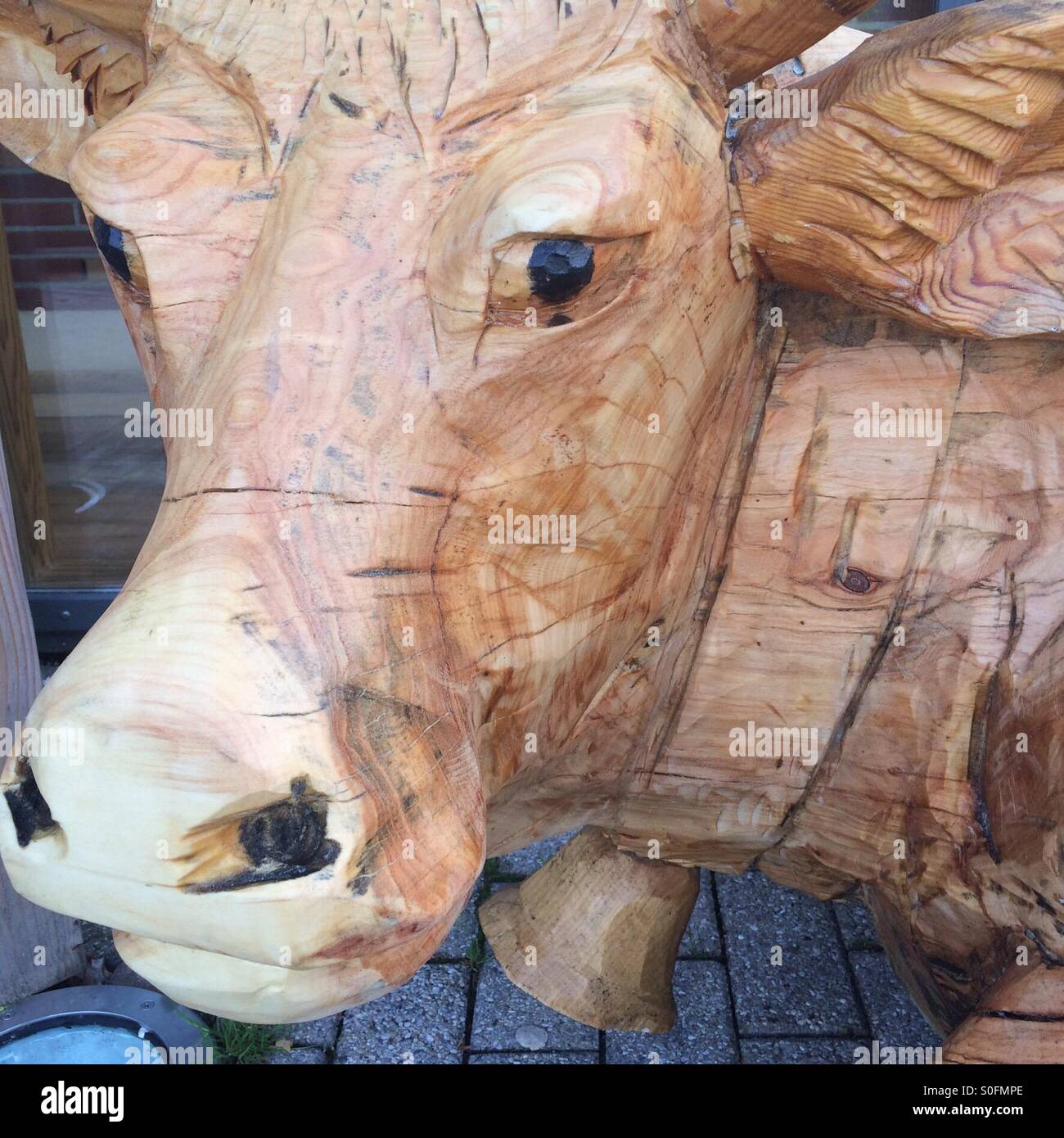 Carved Wooden Cow