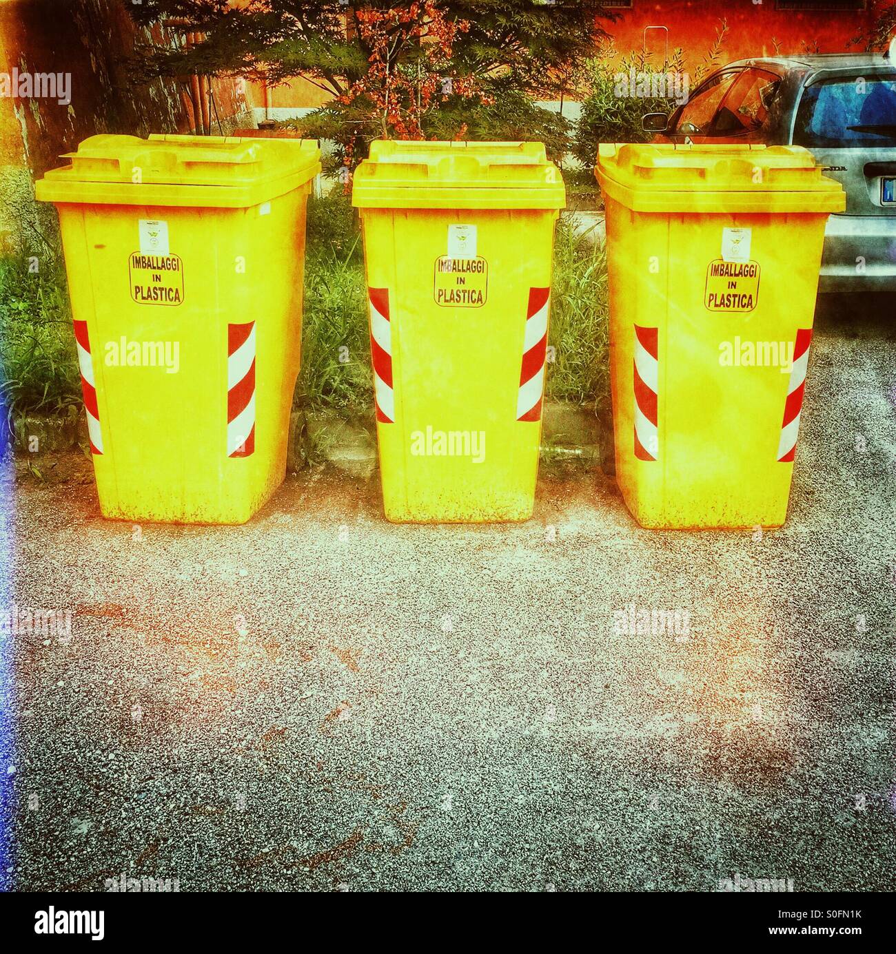 Plastic waste trashcan Stock Photo - Alamy