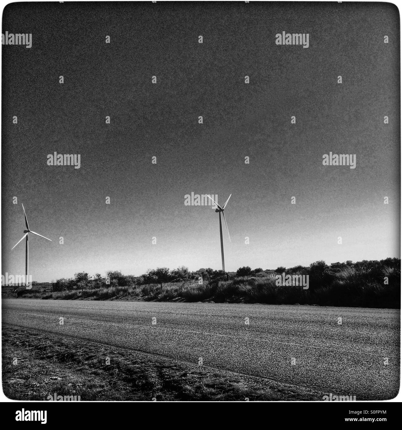 Wind turbines in province Black and White Stock Photos & Images - Alamy