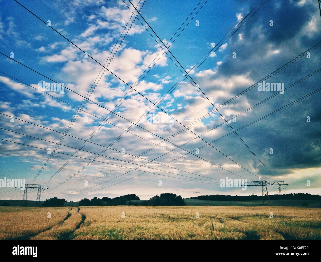 Electricity Power Lines Stock Photo - Alamy