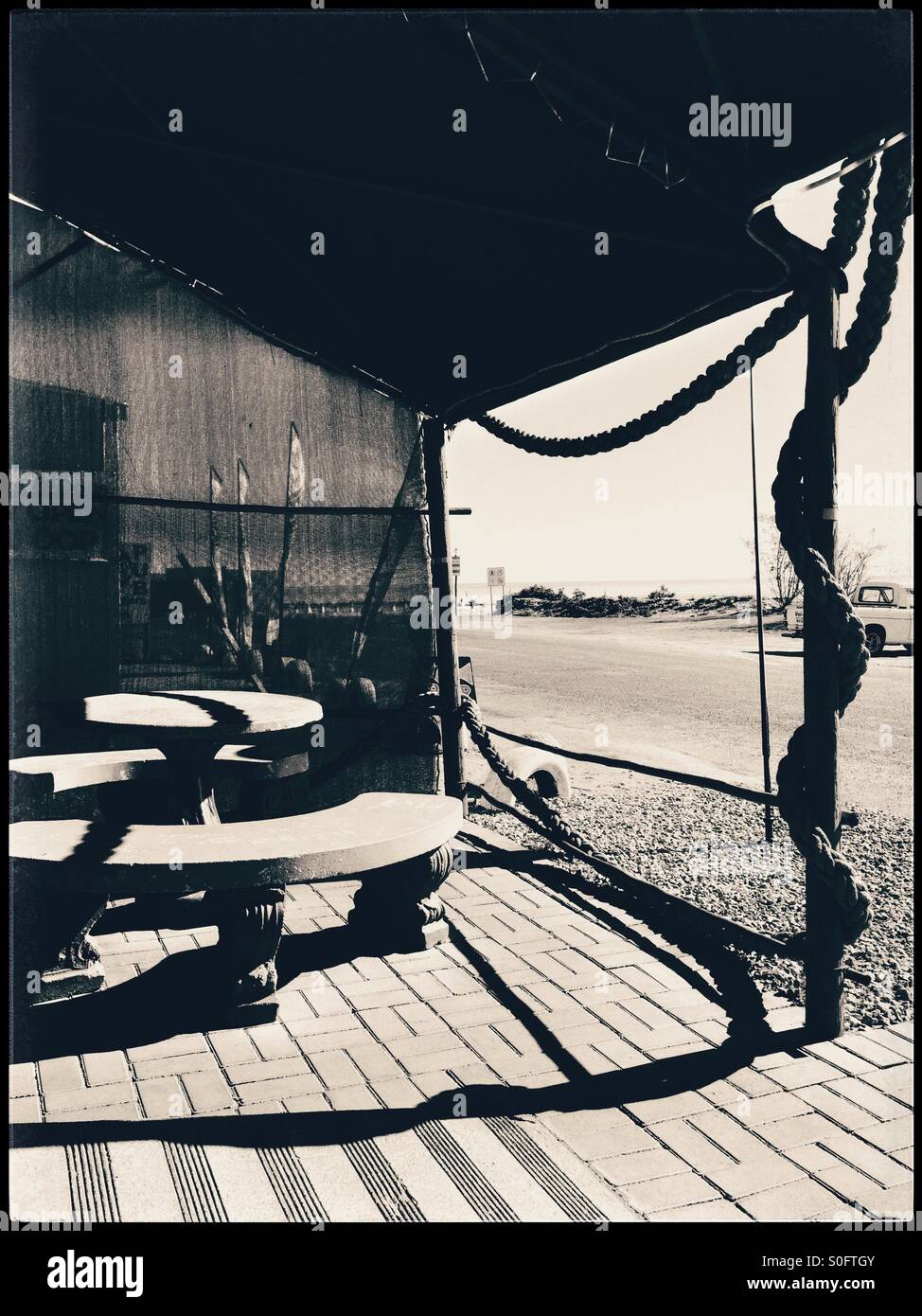 Outside seating at seafood restaurant in Velddrif , a fishing village ...