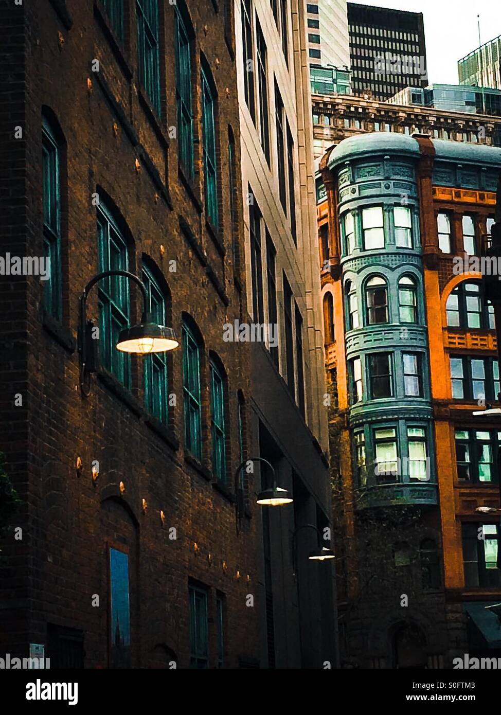 Seattle buildings from alley Stock Photo - Alamy