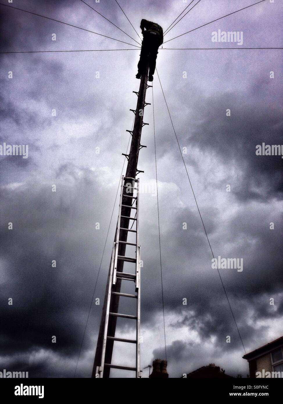 Ladder And Telegraph Pole High Resolution Stock Photography and Images ...