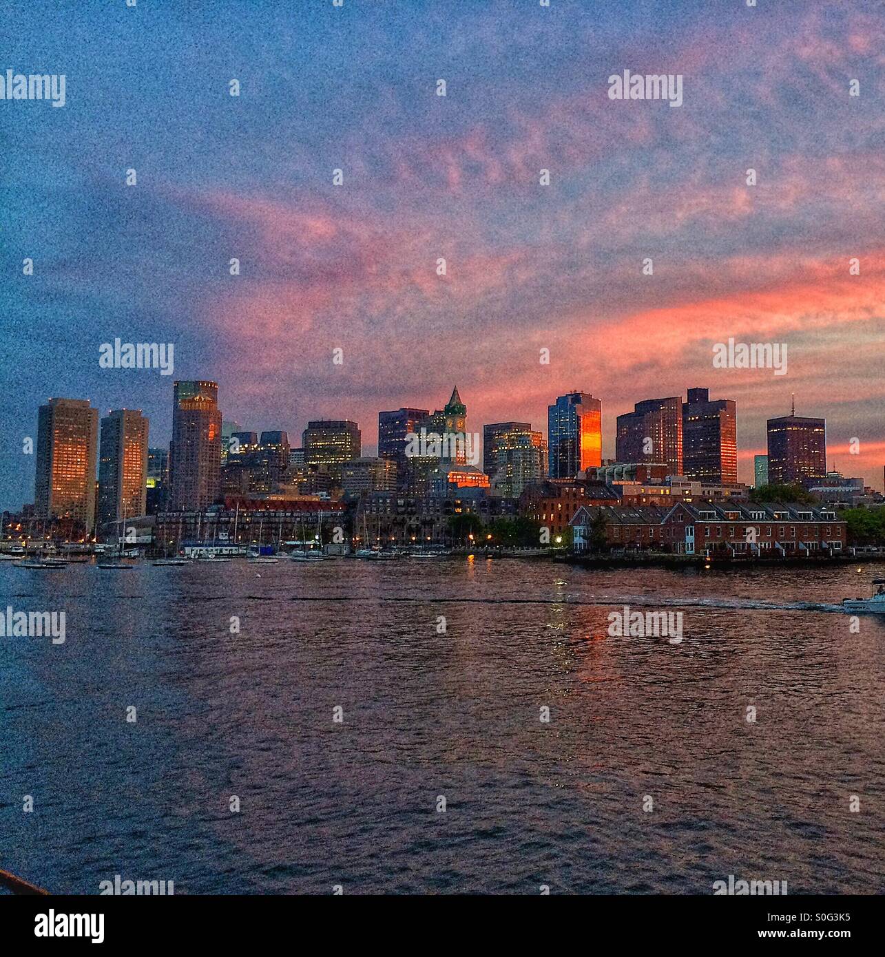 Boston skyline sunset hi-res stock photography and images - Alamy