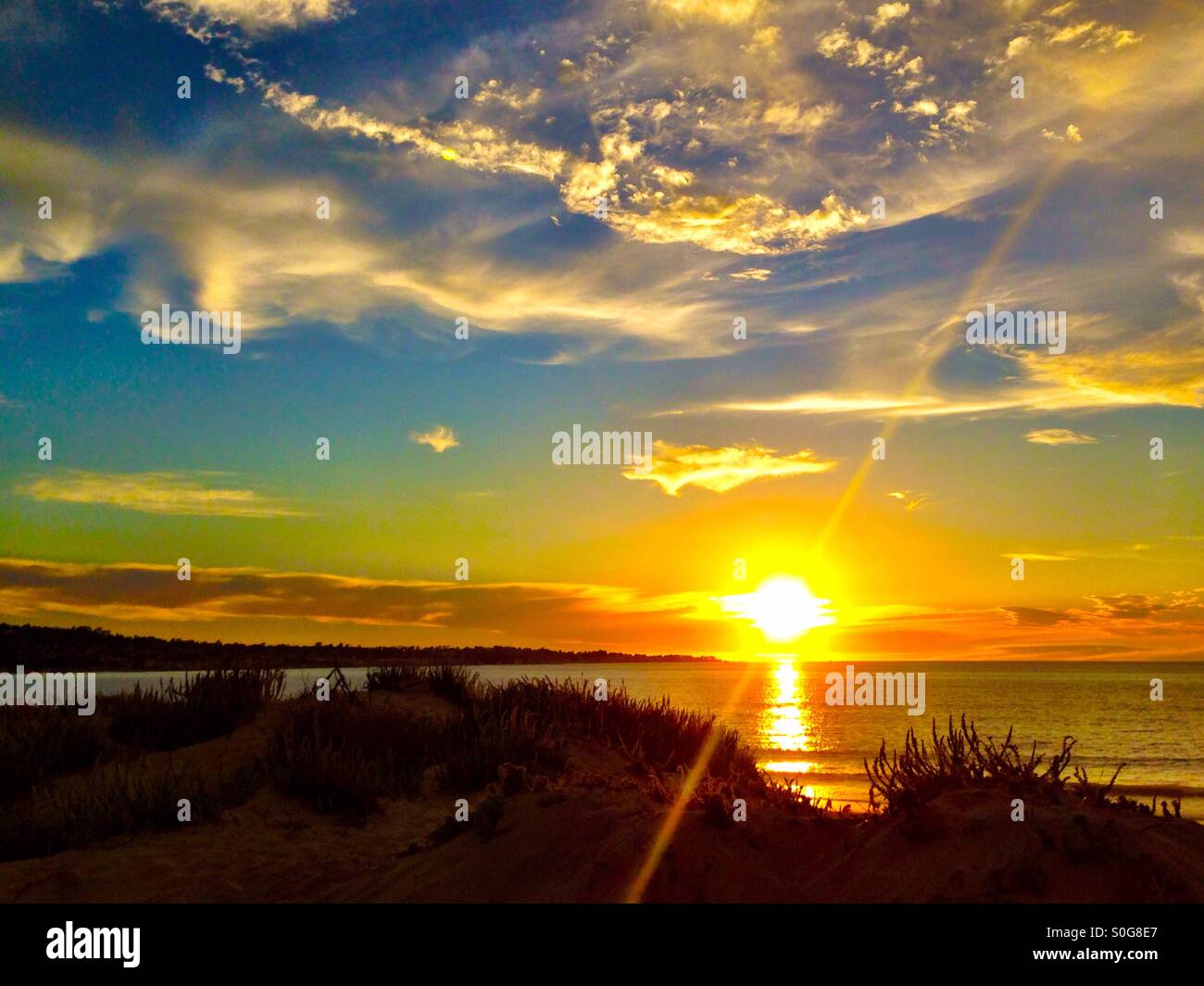 Sunset over Monterey Bay, California Stock Photo - Alamy