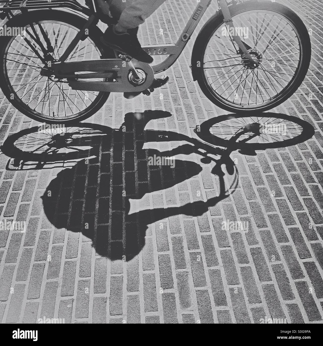 A passing cyclist's shadow Stock Photo - Alamy
