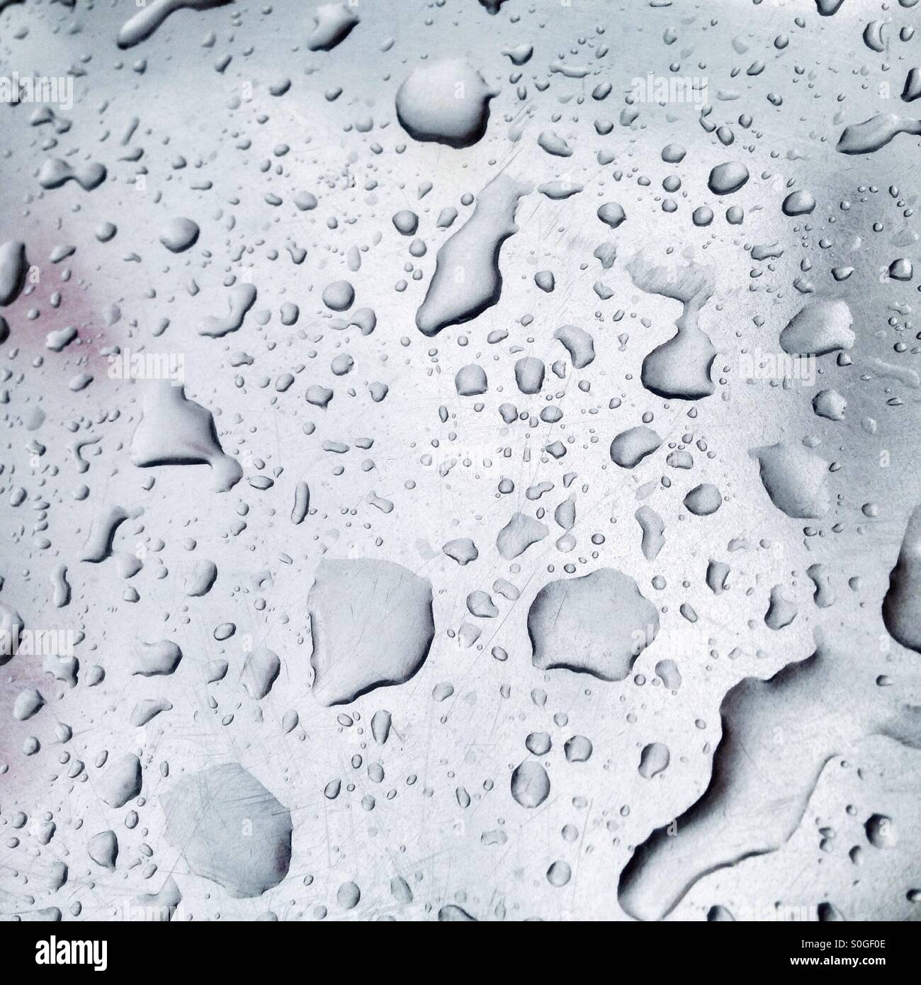 Water droplets on the Metal Surface of a Stainless Steel Kitchen Sink ...