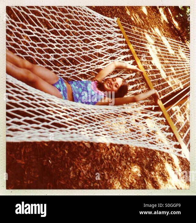Girl in hammock Stock Photo - Alamy