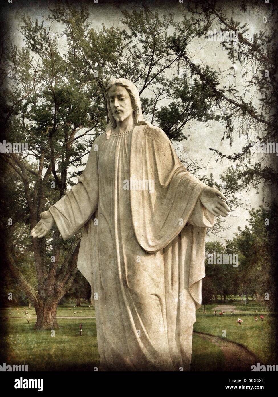 Jesus at the cemetery (3 Stock Photo - Alamy