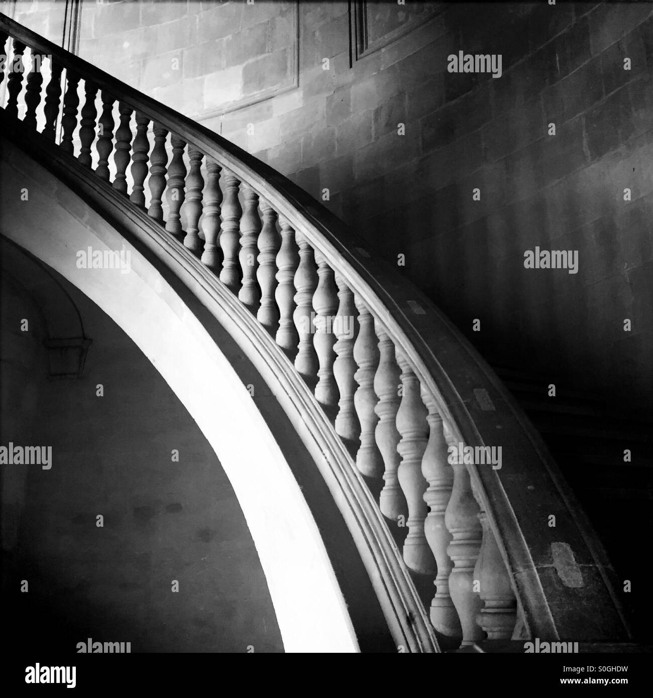 Black and white monotone of staircase in Carlos V Palace, Alhambra ...