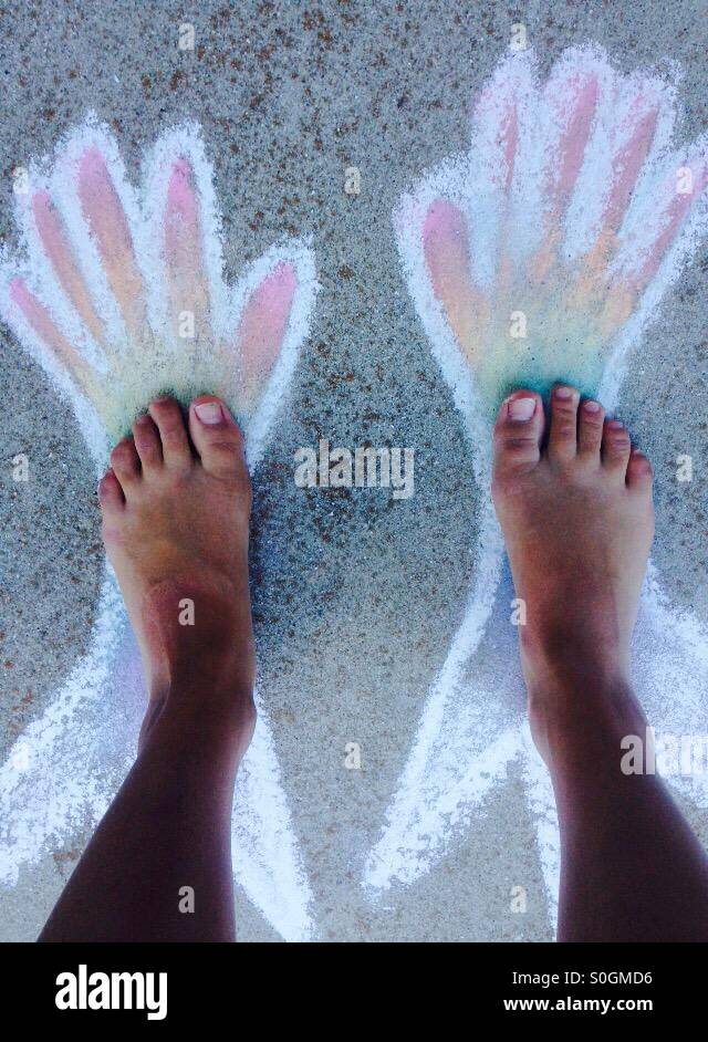 Blue chalk fingers hi-res stock photography and images - Alamy