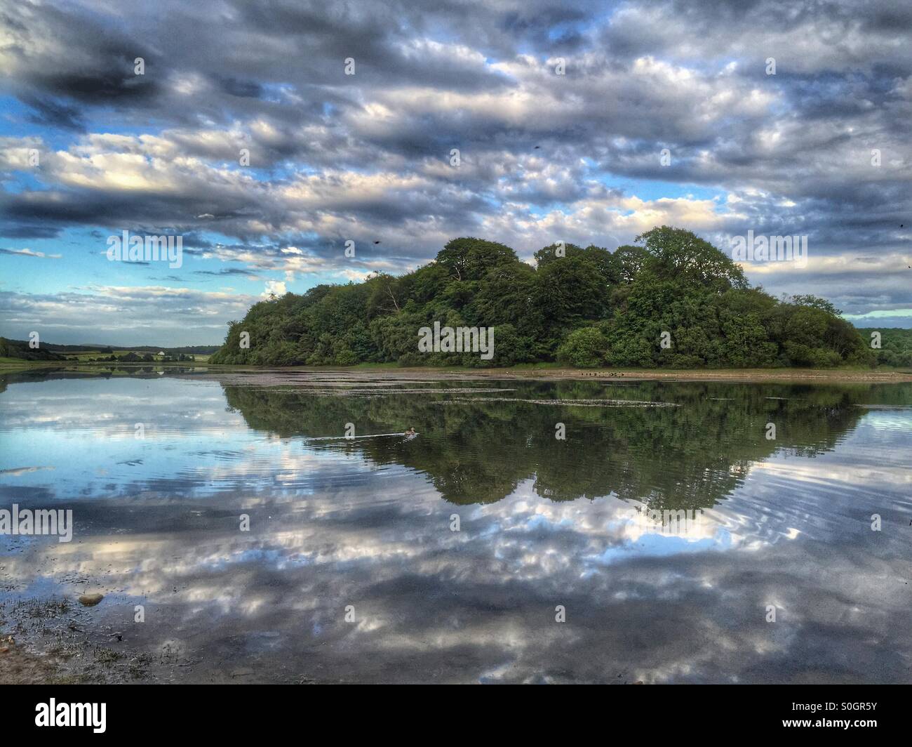 Lake with island inside Stock Photo - Alamy