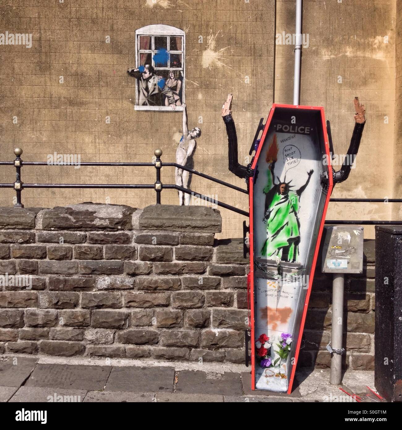 A new piece of three-dimensional street art by an unknown artist stands ...
