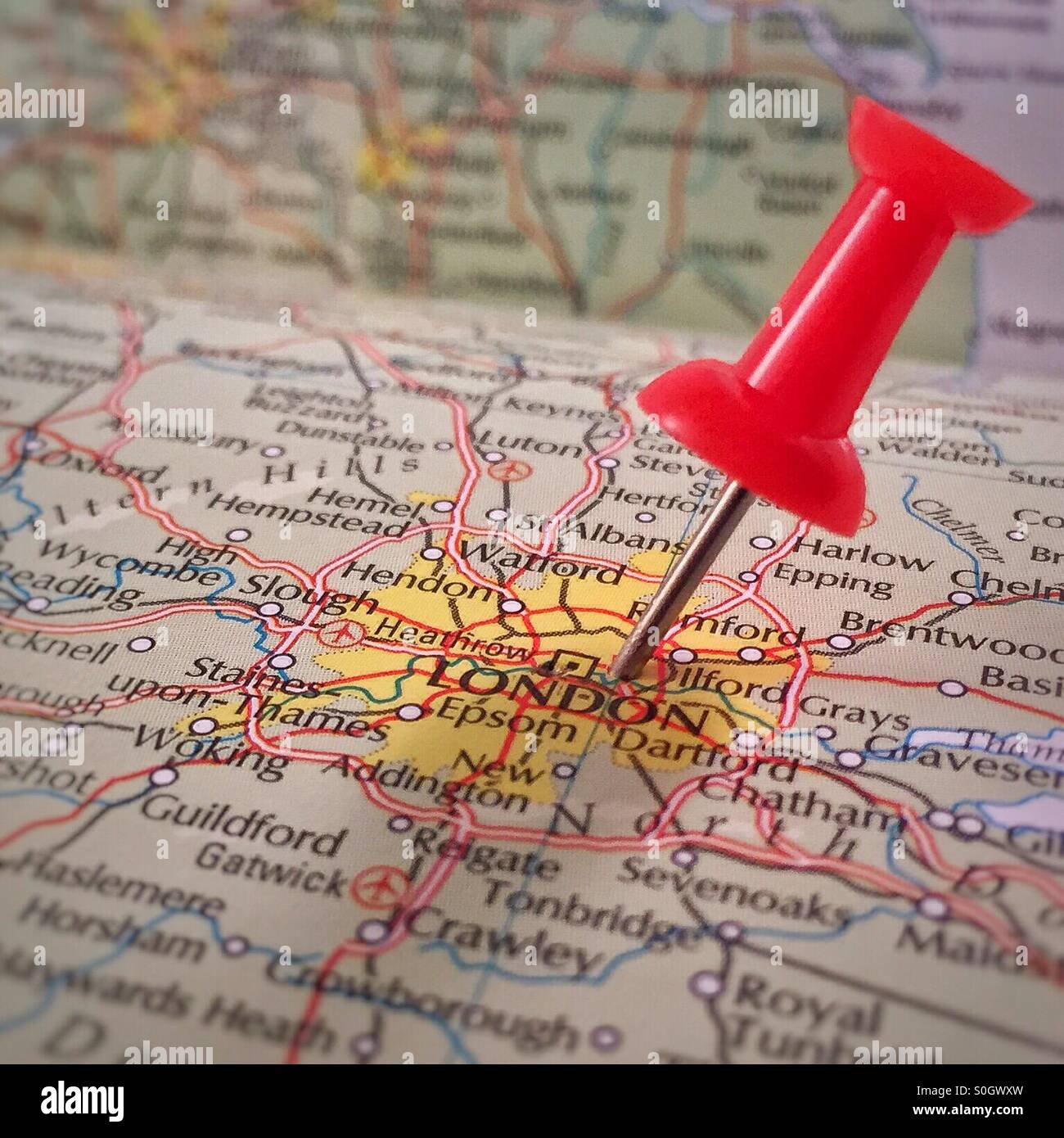 London on map hi-res stock photography and images - Alamy