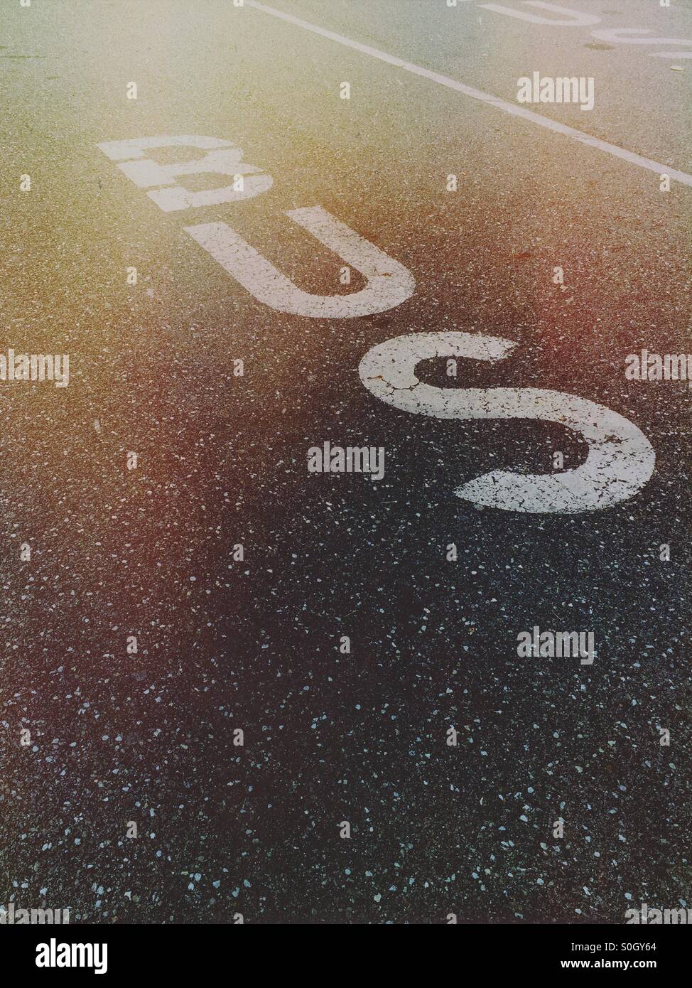 Bus parking spot marking Stock Photo - Alamy
