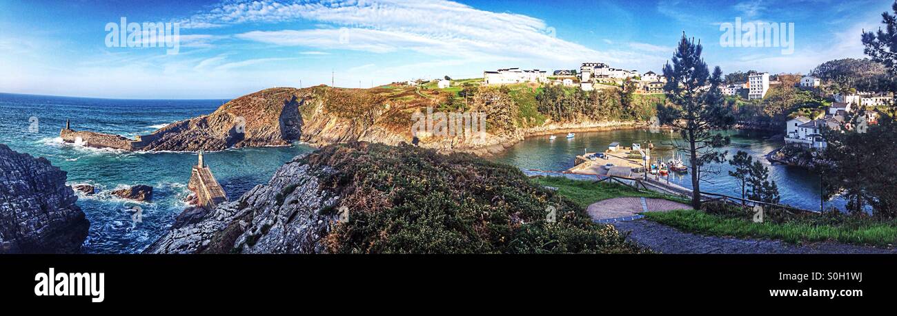 Panoramic view of Viavelez in Asturias, Spain Stock Photo - Alamy