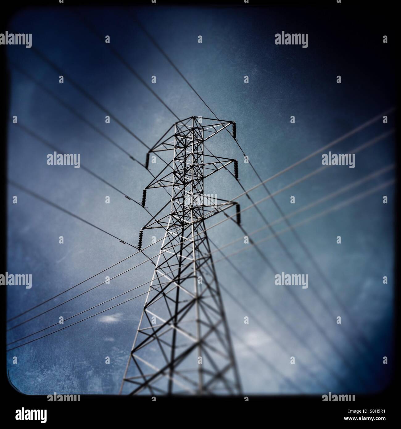 Power lines and pylon Stock Photo - Alamy