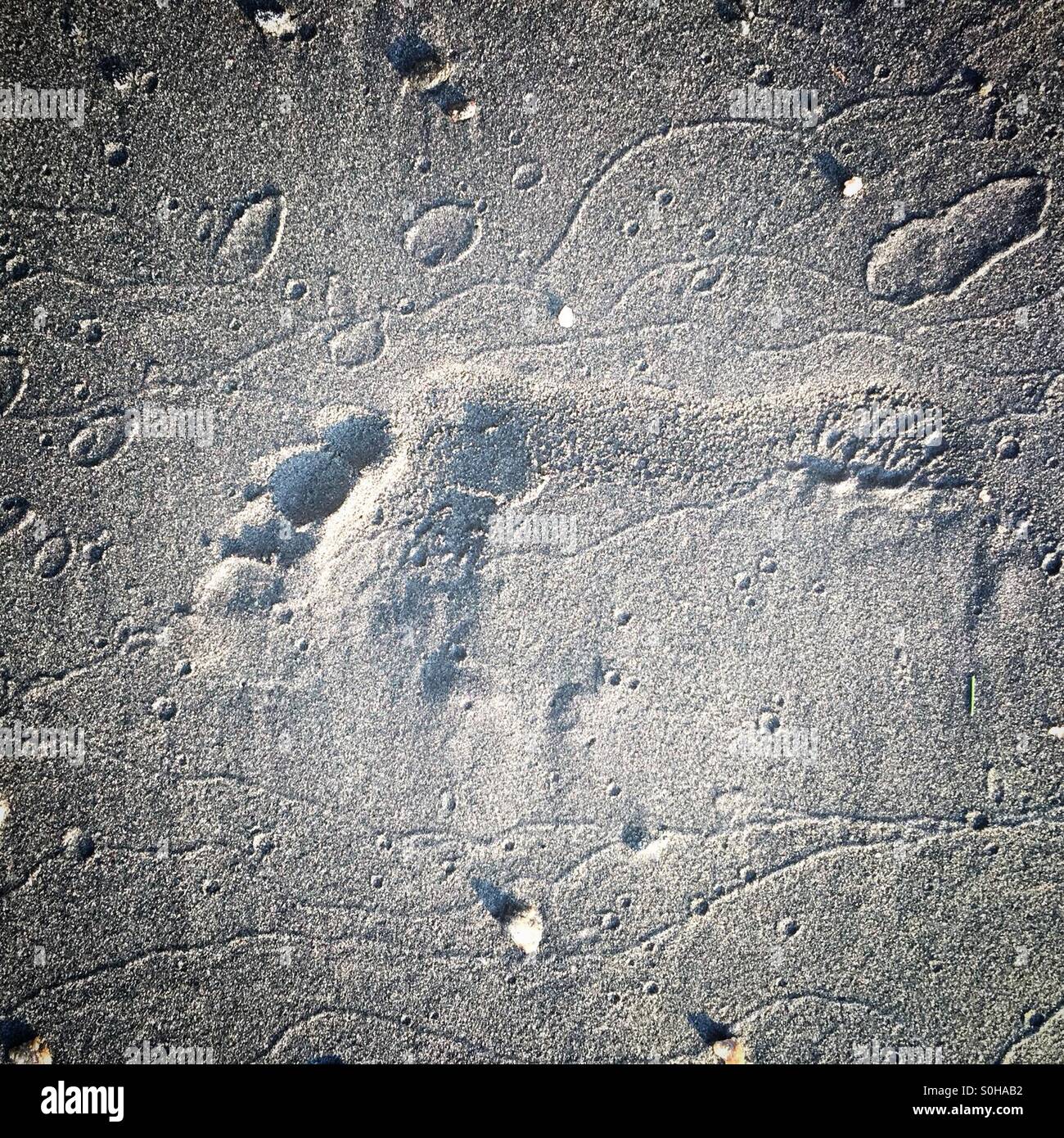 Faint foot print in the sand at the beach Stock Photo - Alamy