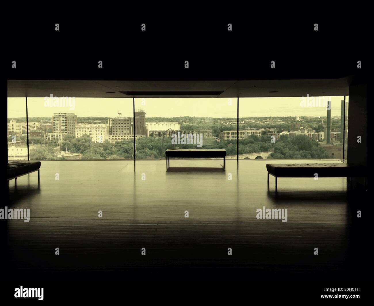 A large window in the Guthrie Theatre in Minneapolis, Minnesota Stock ...