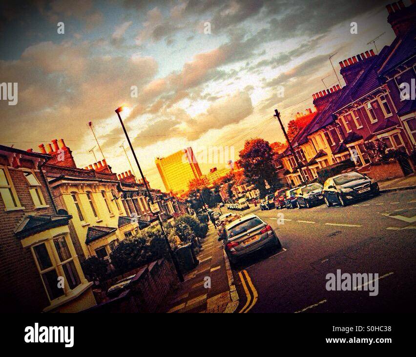 Sunset Street Scene Stock Photo - Alamy