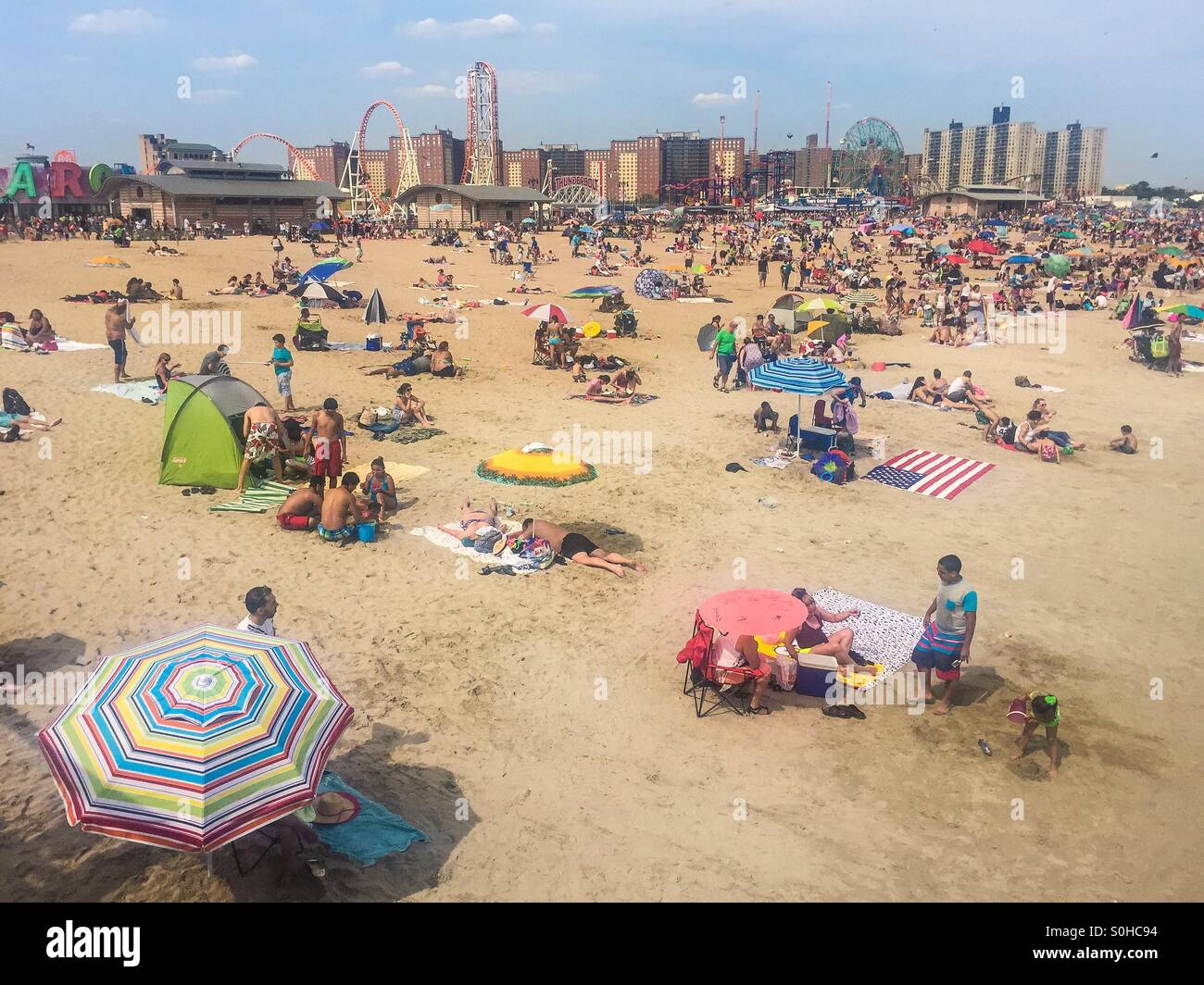 Coney Island beach in the summer Stock Photo - Alamy