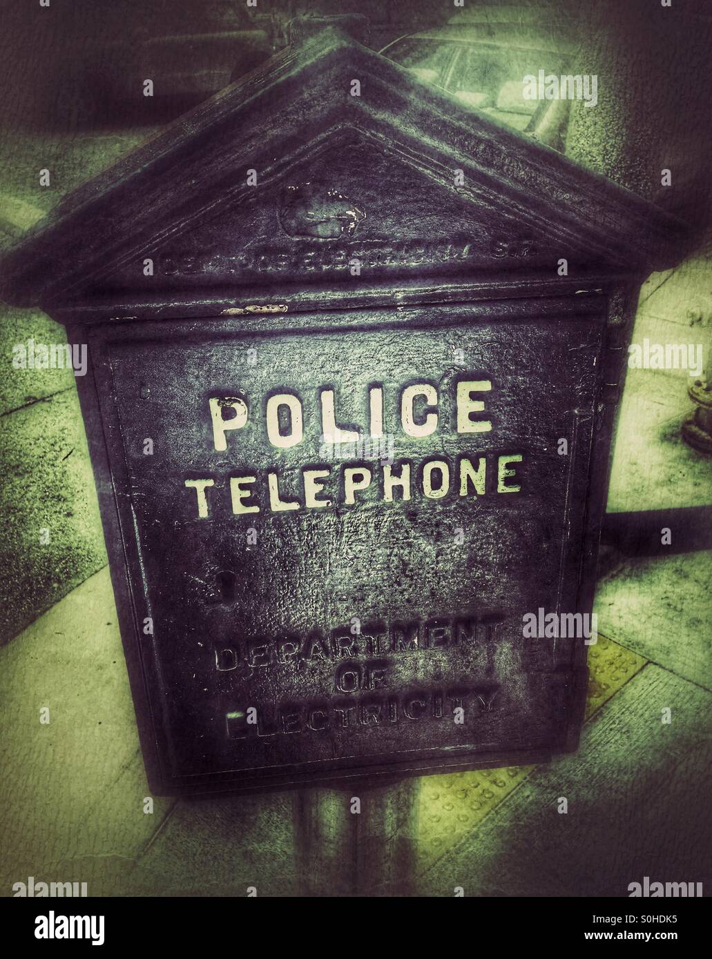City corner police telephone box Stock Photo - Alamy