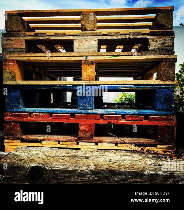 Multi coloured pallets Stock Photo - Alamy