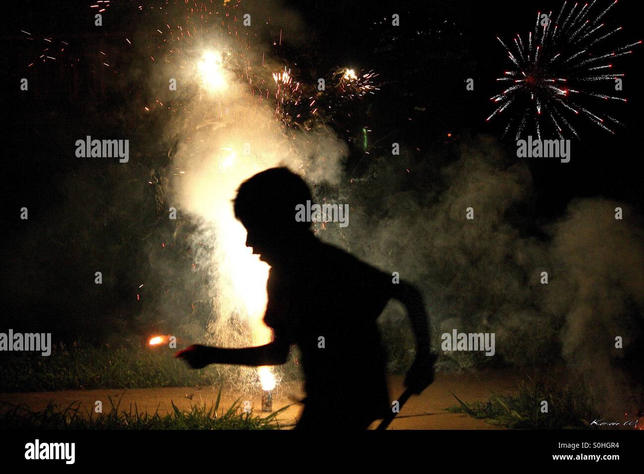Boy fire silhouette hi-res stock photography and images - Alamy
