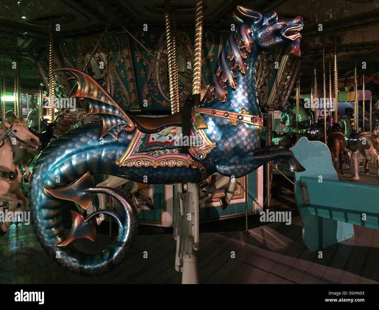 Carousel seahorse at county fair Stock Photo - Alamy
