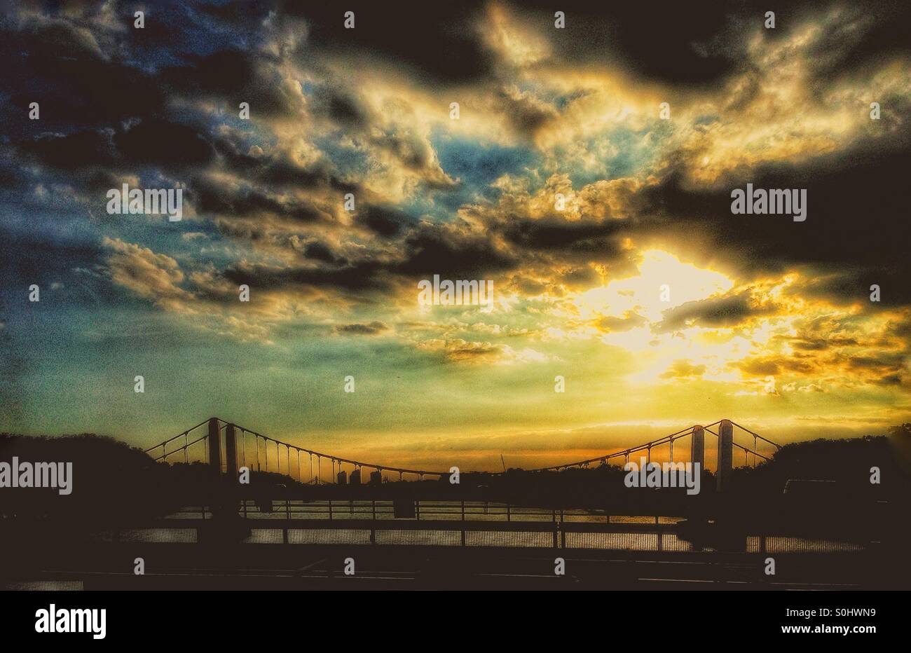 Chelsea bridge sunset, London Stock Photo - Alamy