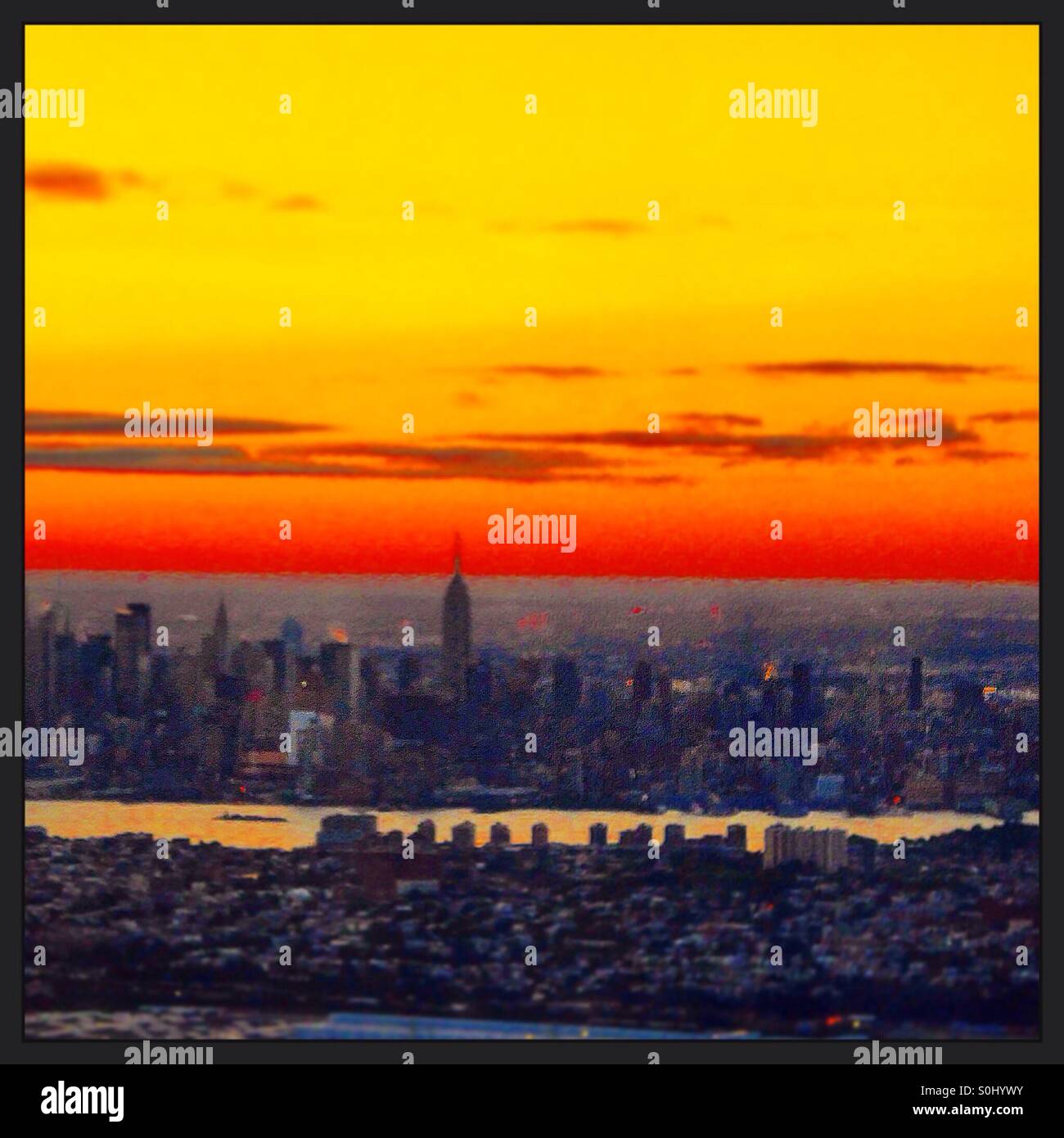 New York City sunrise skyline Stock Photo - Alamy