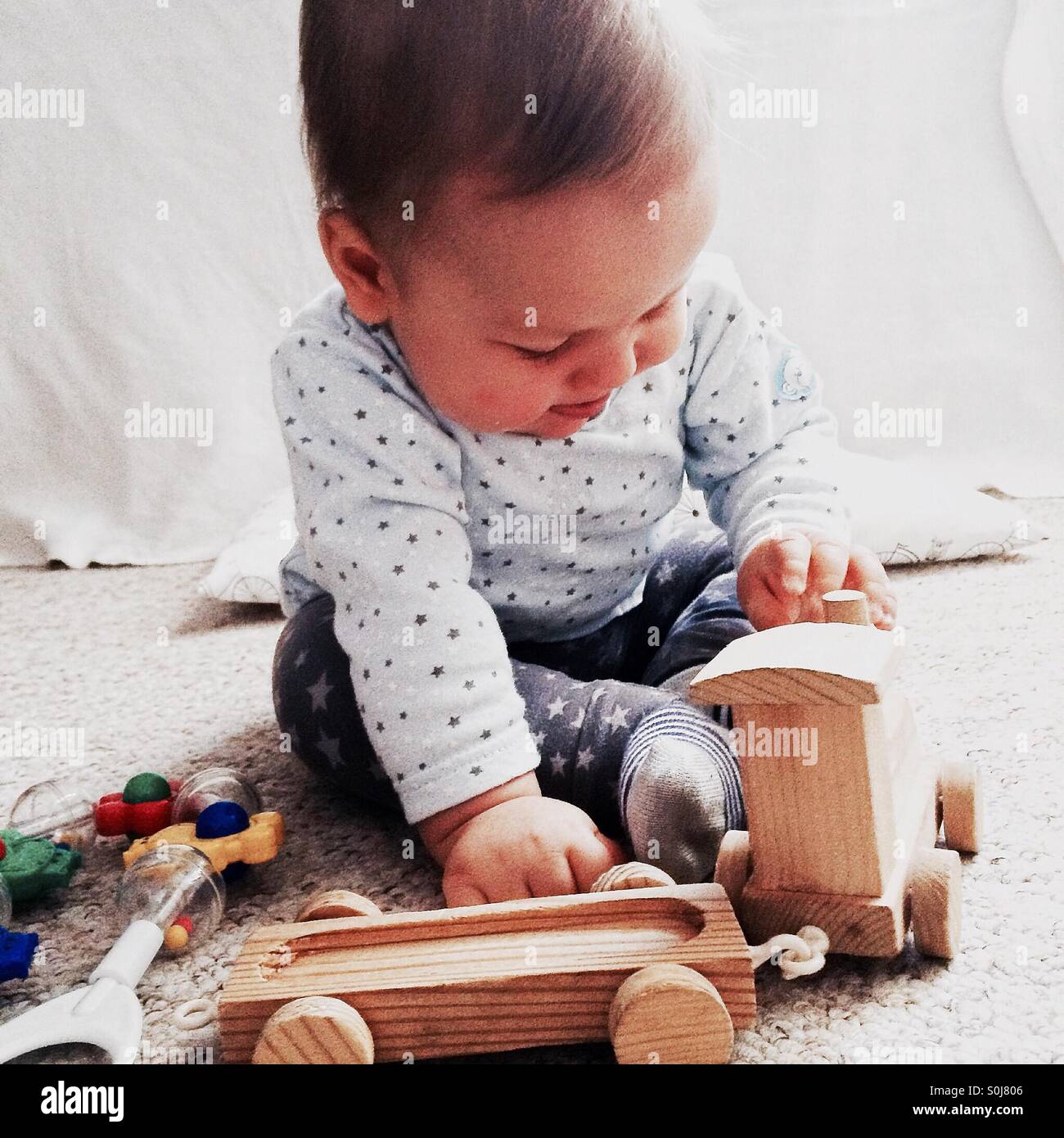 Baby playing train hi-res stock photography and images - Alamy