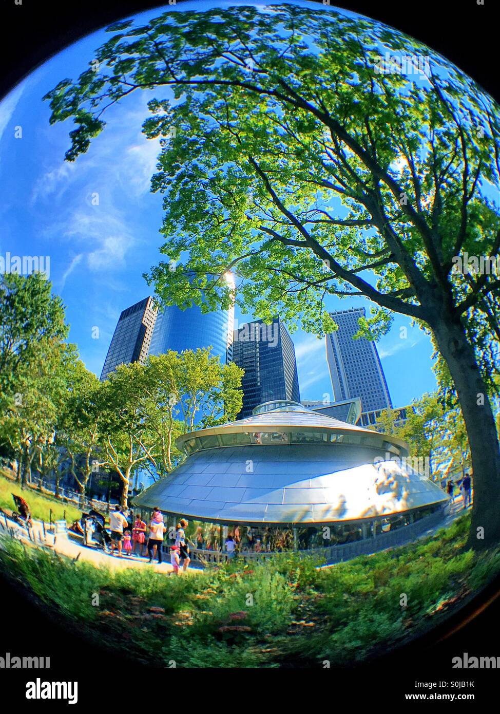 Exterior of the newly opened Seaglass carousel in battery Park through ...