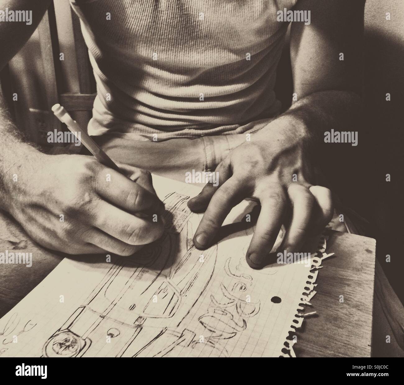 An artist drawing a picture (5 Stock Photo - Alamy