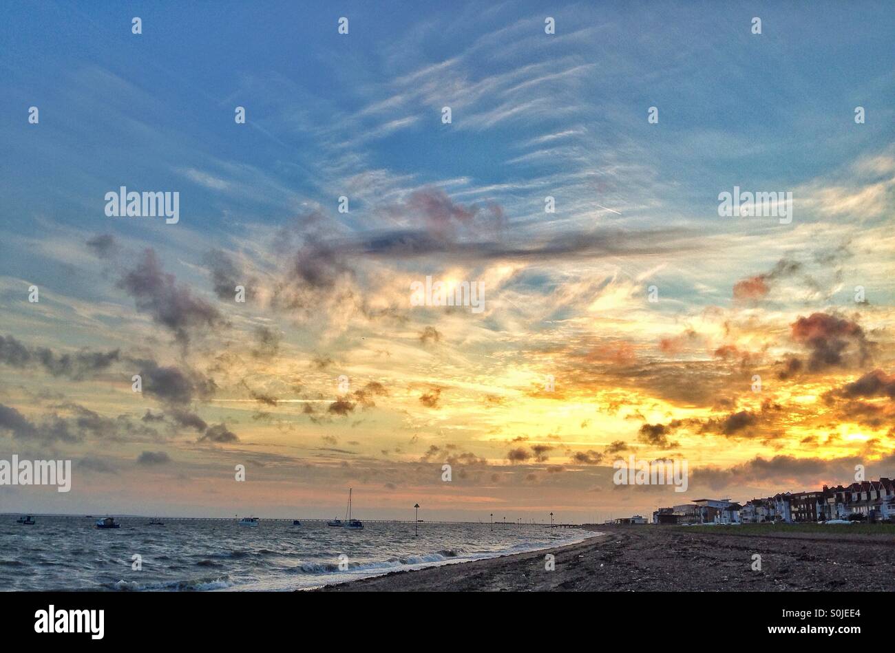 Sunset on coast in Southend on Sea United Kingdom Stock Photo - Alamy